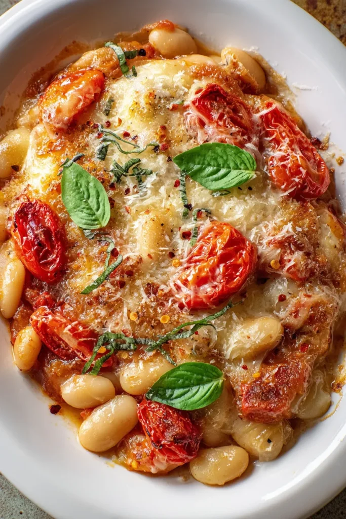 Hearty Cheesy White Bean Tomato Bake – Rachael Recipes
