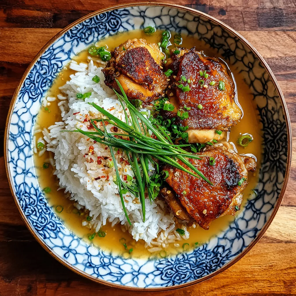 Caramelised Soy Chicken in Garlic Ginger Broth with Rice – Rachael Recipes